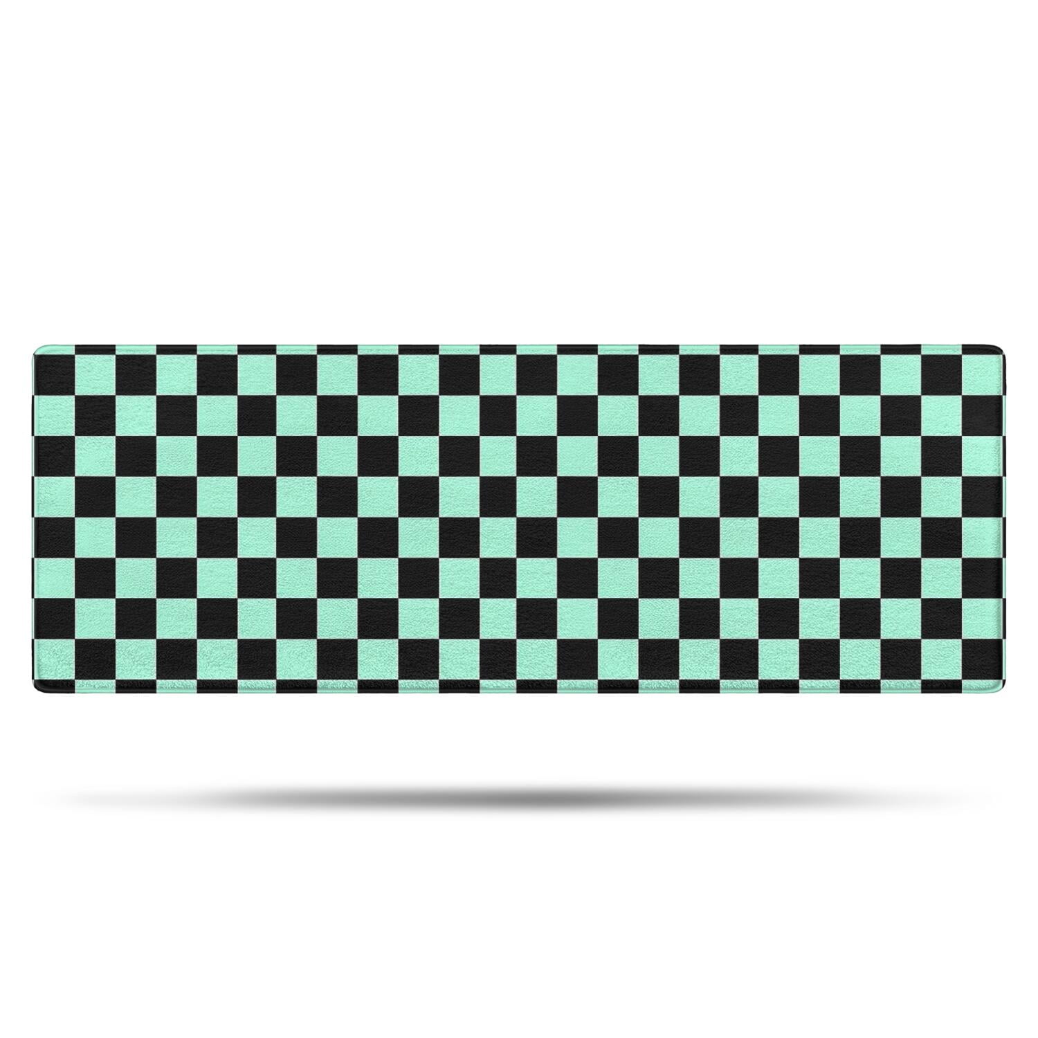 Black and Mint Green Checkerboard Pattern Bathroom Rugs Mat,Non Slip ...