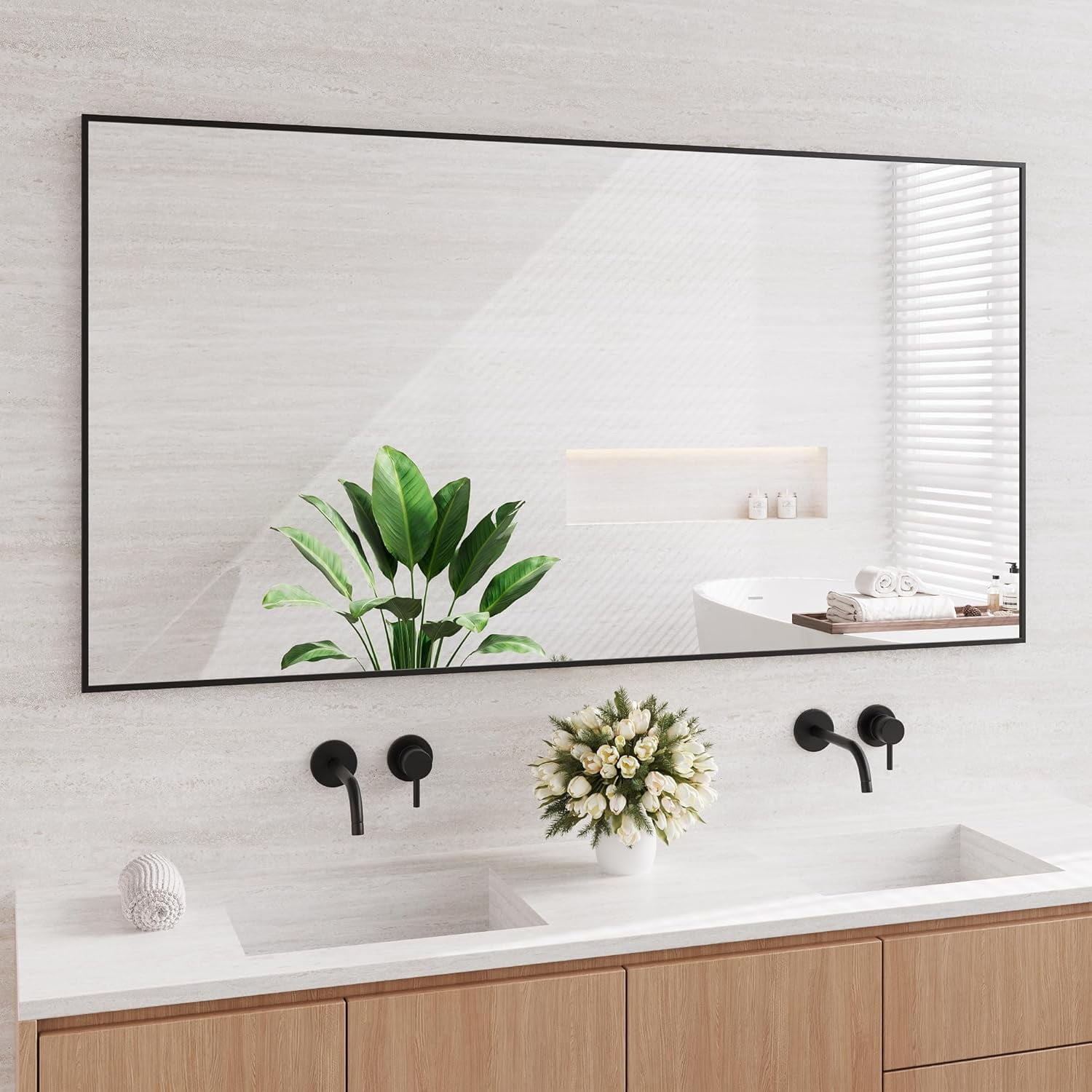 Black Mirrors for Wall, 30x60 Inch Bathroom Mirror, Rectangular Wall ...