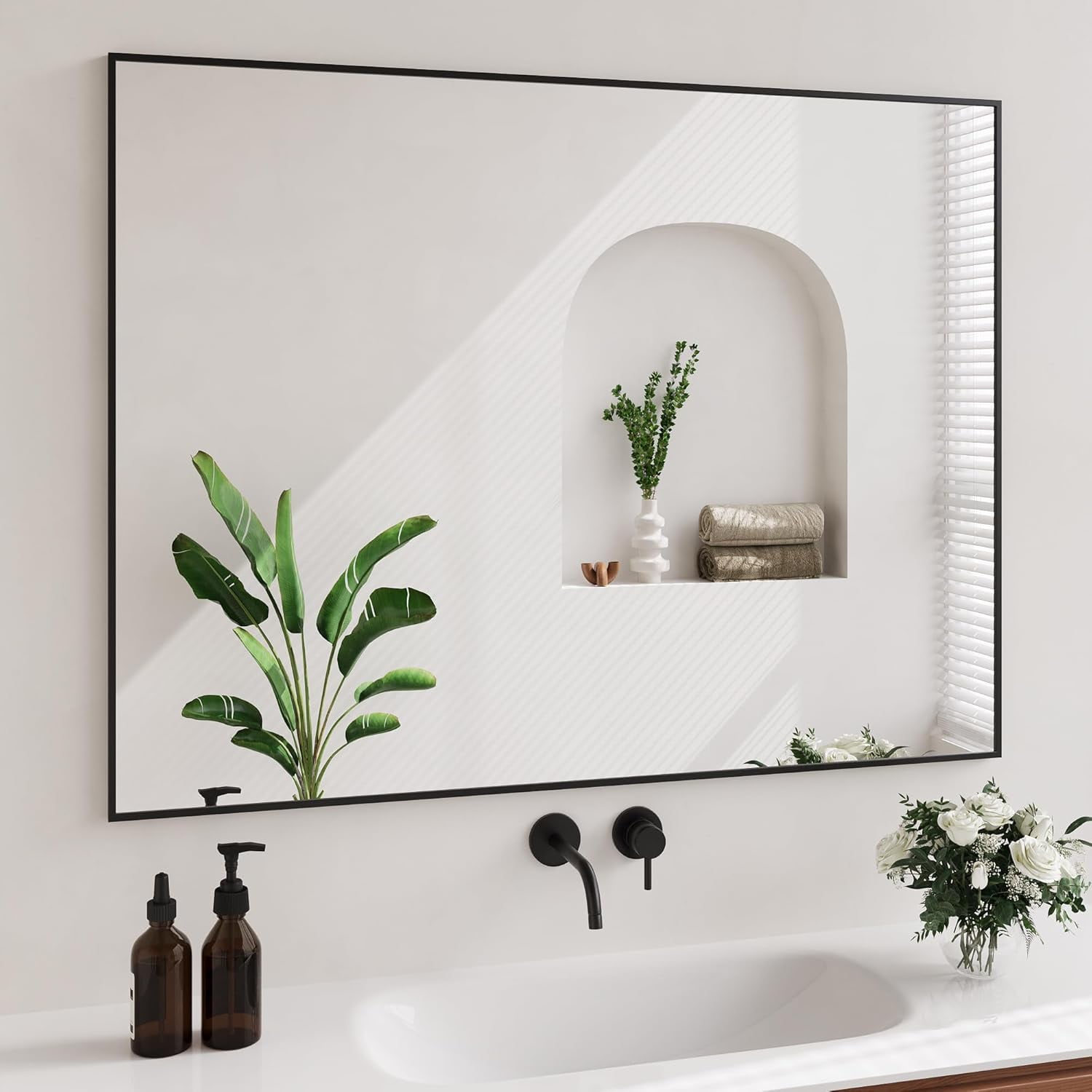 Black Mirrors for Wall, 36x48 Inch Bathroom Mirror, Rectangular Wall ...