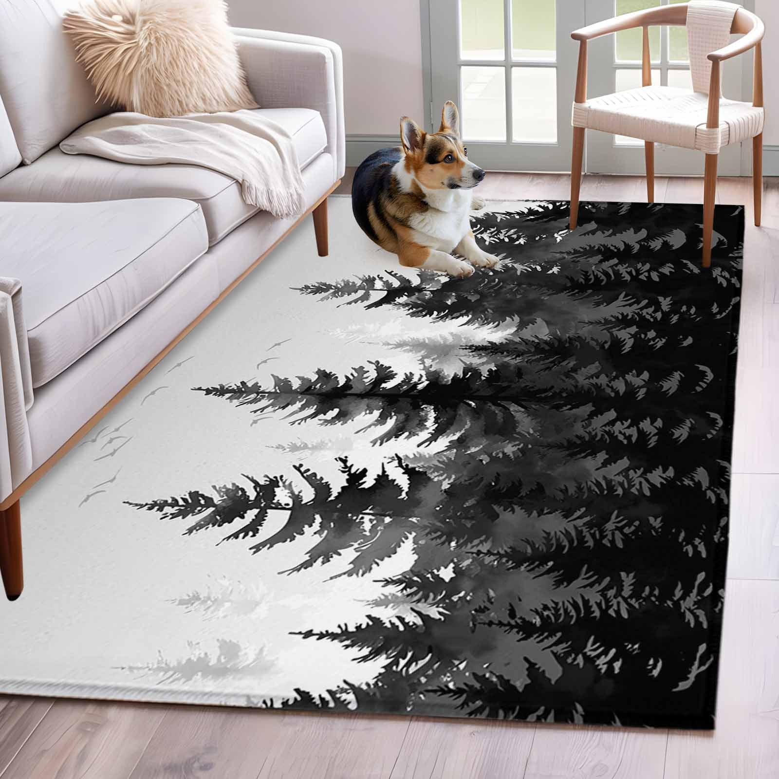 Black Mist Forest Area Rug 4x6 Washable Rug Non Slip Retro Country ...