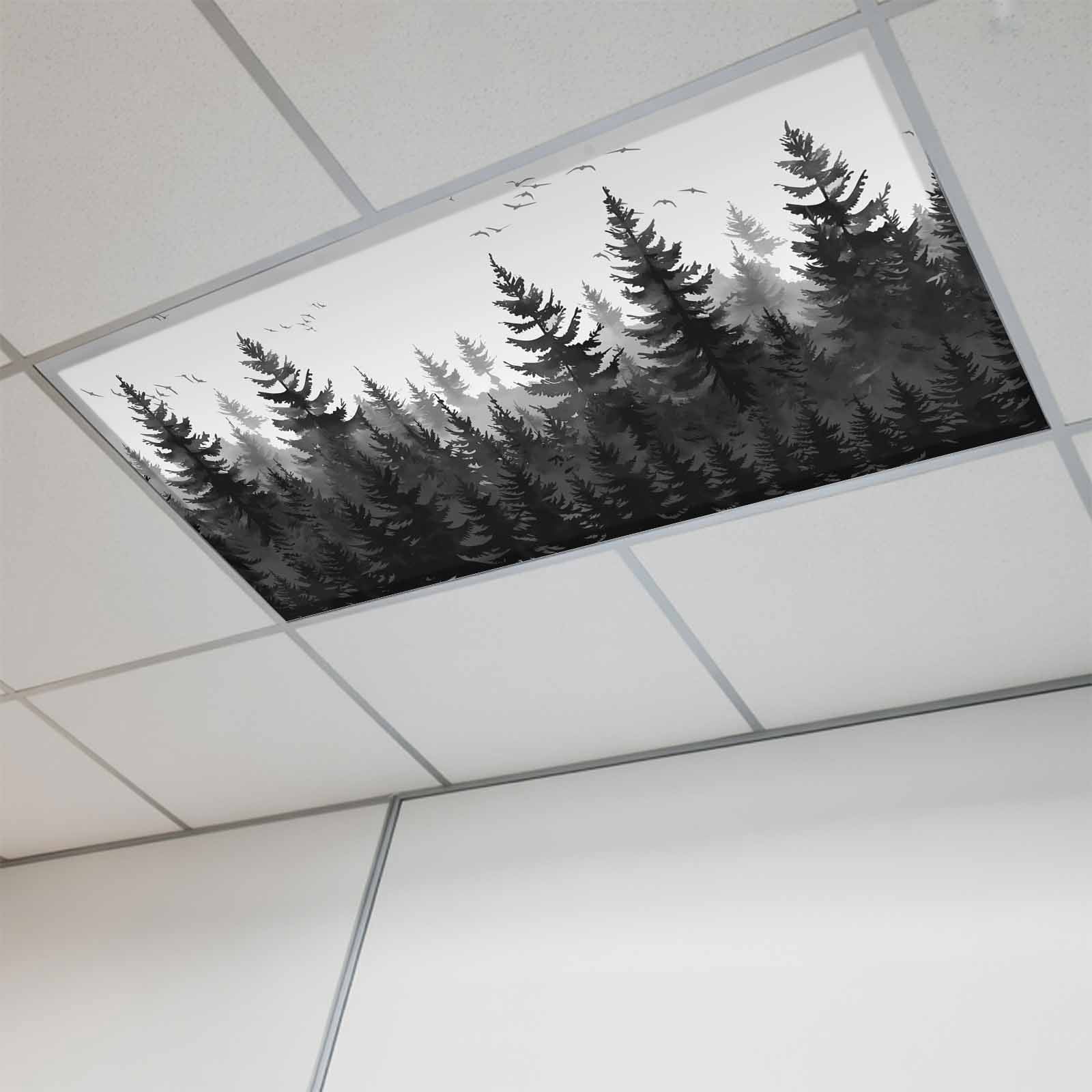 Black Mist Forest Magnetic Fluorescent Light Covers for Ceiling Lights ...