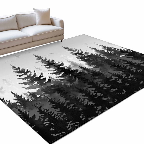 Black Mist Forest Washable Rug 3x5 Area Rug for Living Room Bedroom Non ...