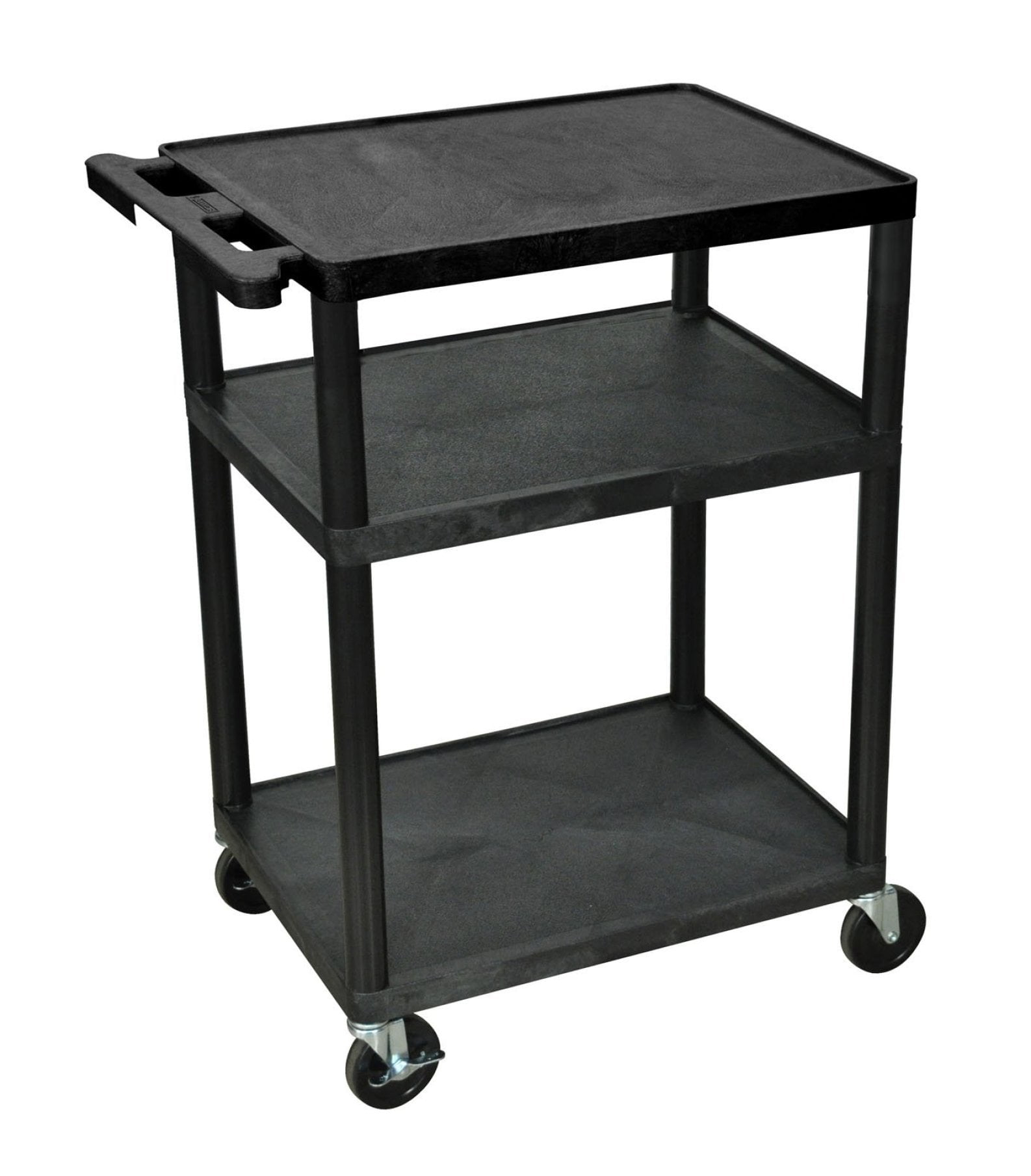Black Mobile Plastic 3 Shelf AV Presentation Cart - Walmart.com