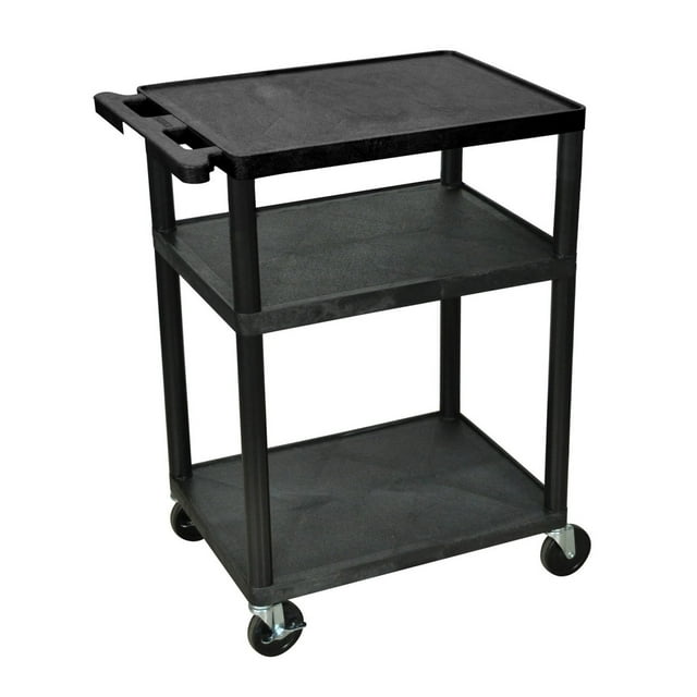 Black Mobile Plastic 3 Shelf AV Presentation Cart - Walmart.com
