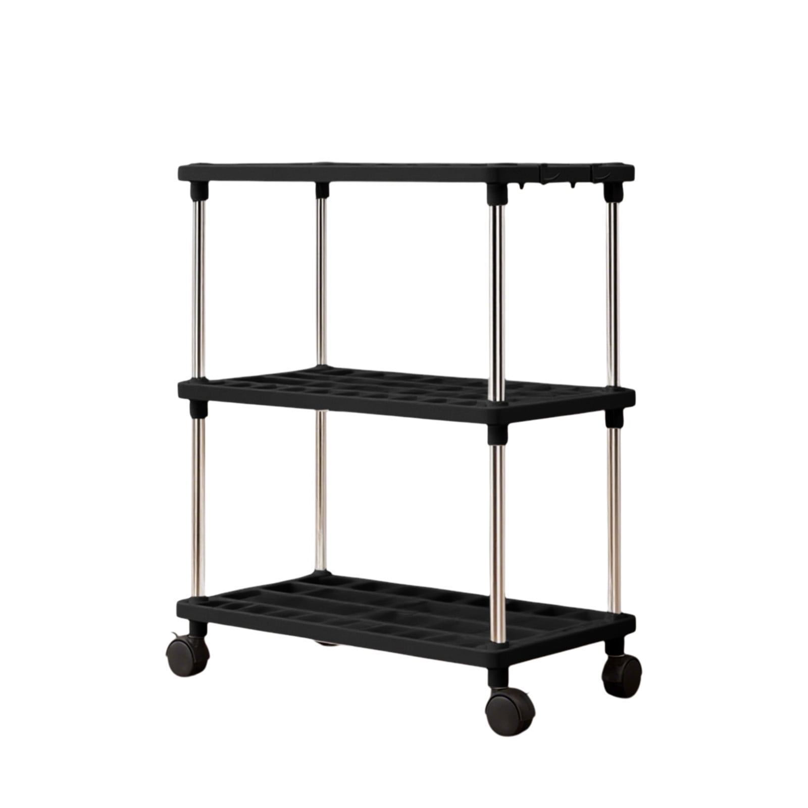 Black Mobile Storage Shelves With 4 Wheels Pantry Rack For Kitchen ...