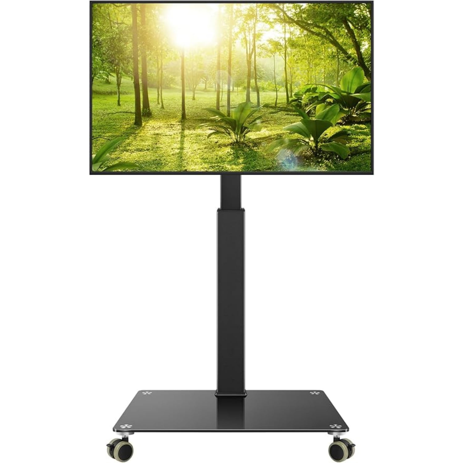 Black Mobile TV Stand with Wheels for 27-65”LED LCD OLED Flat Curved ...