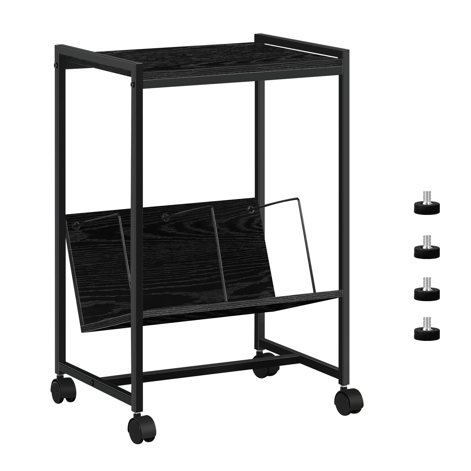 Black Mobile Turntable Stand & Storage Cart – Rolling Record Player ...