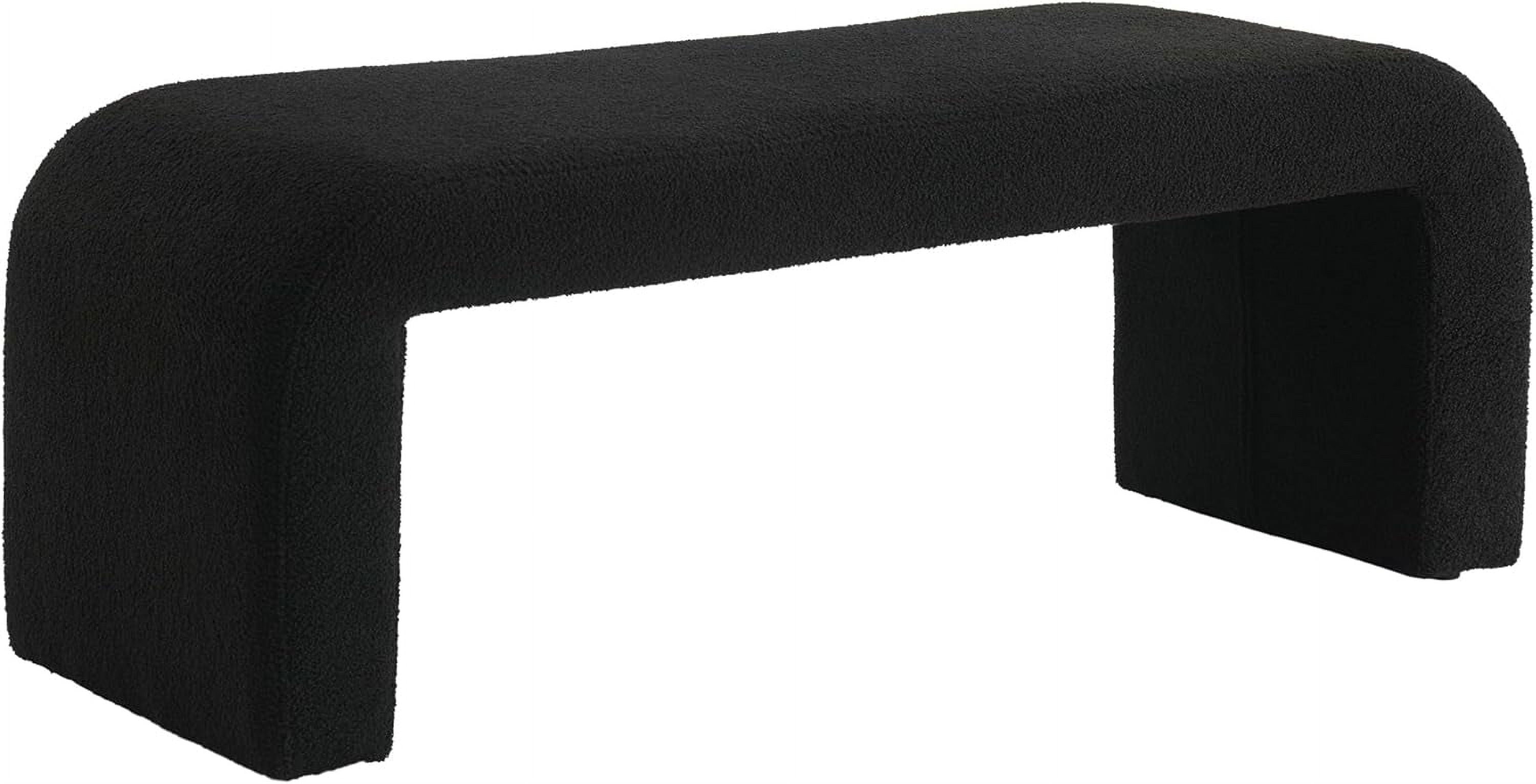 Black Modern Boucle Bench Set of 1 Rectangular Sherpa Entryway Bench ...