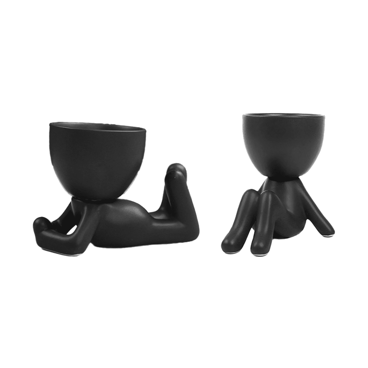 Black Modern Ceramic Flower Pot, Cute Desk Decoration Desk Plant ...