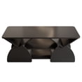 Black Modern Coffee Table with Storage, Arc-Shaped Corners & Geometric ...