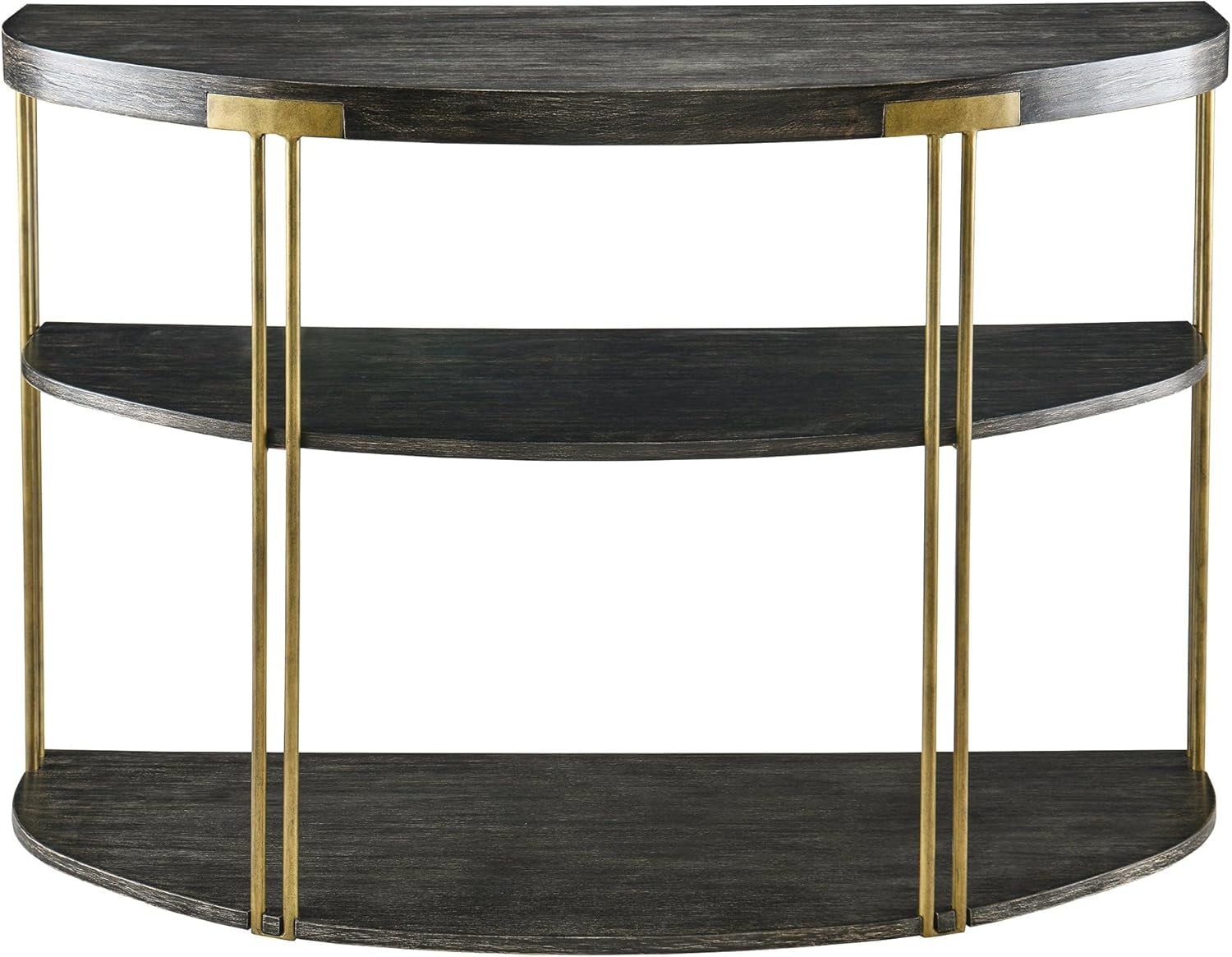 **black modern console table for entryway, 3-tier half moon industrial ...