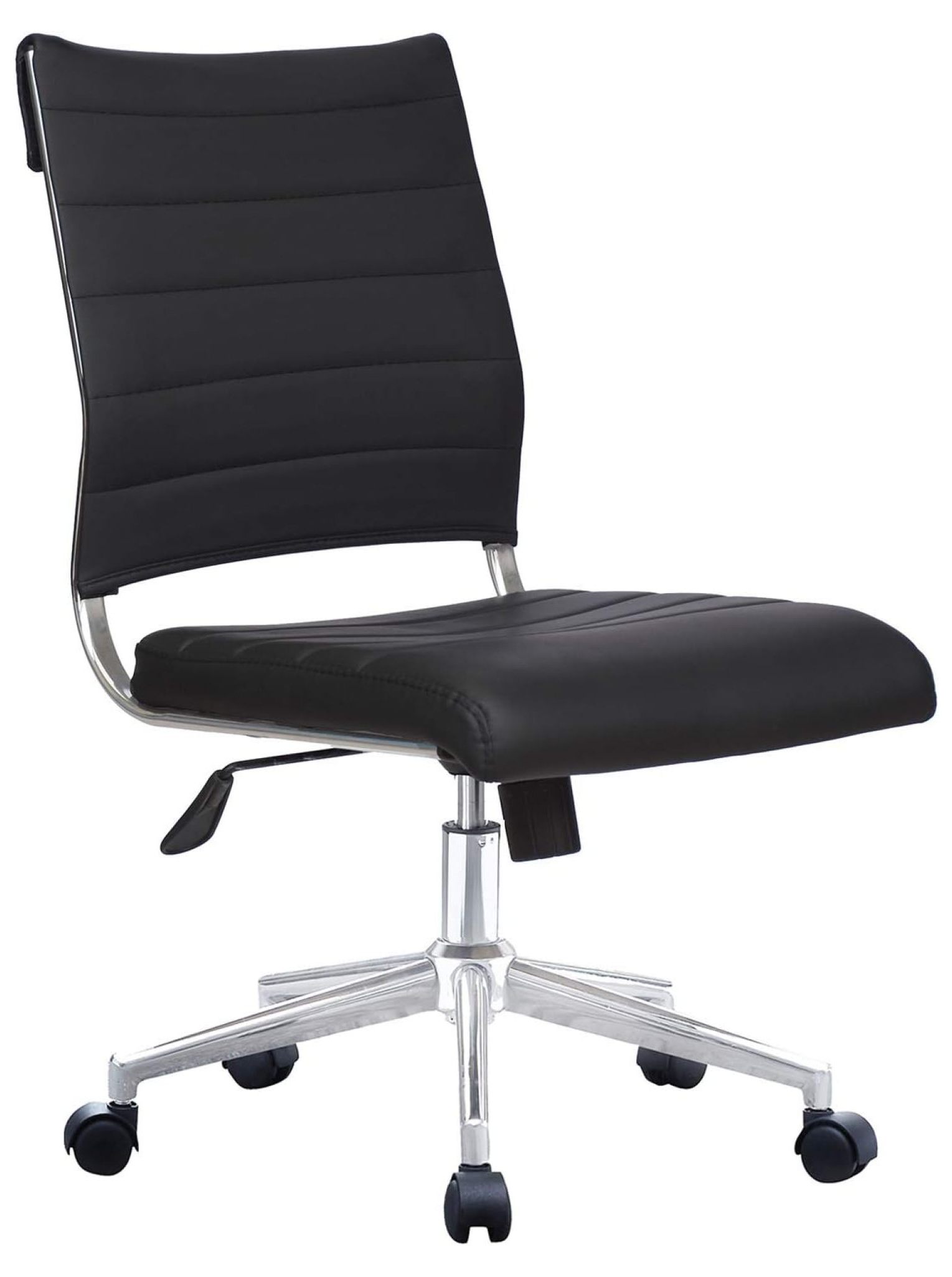 Black Modern Ergonomic Executive Back PU Leather No Arms Rest Tilt ...