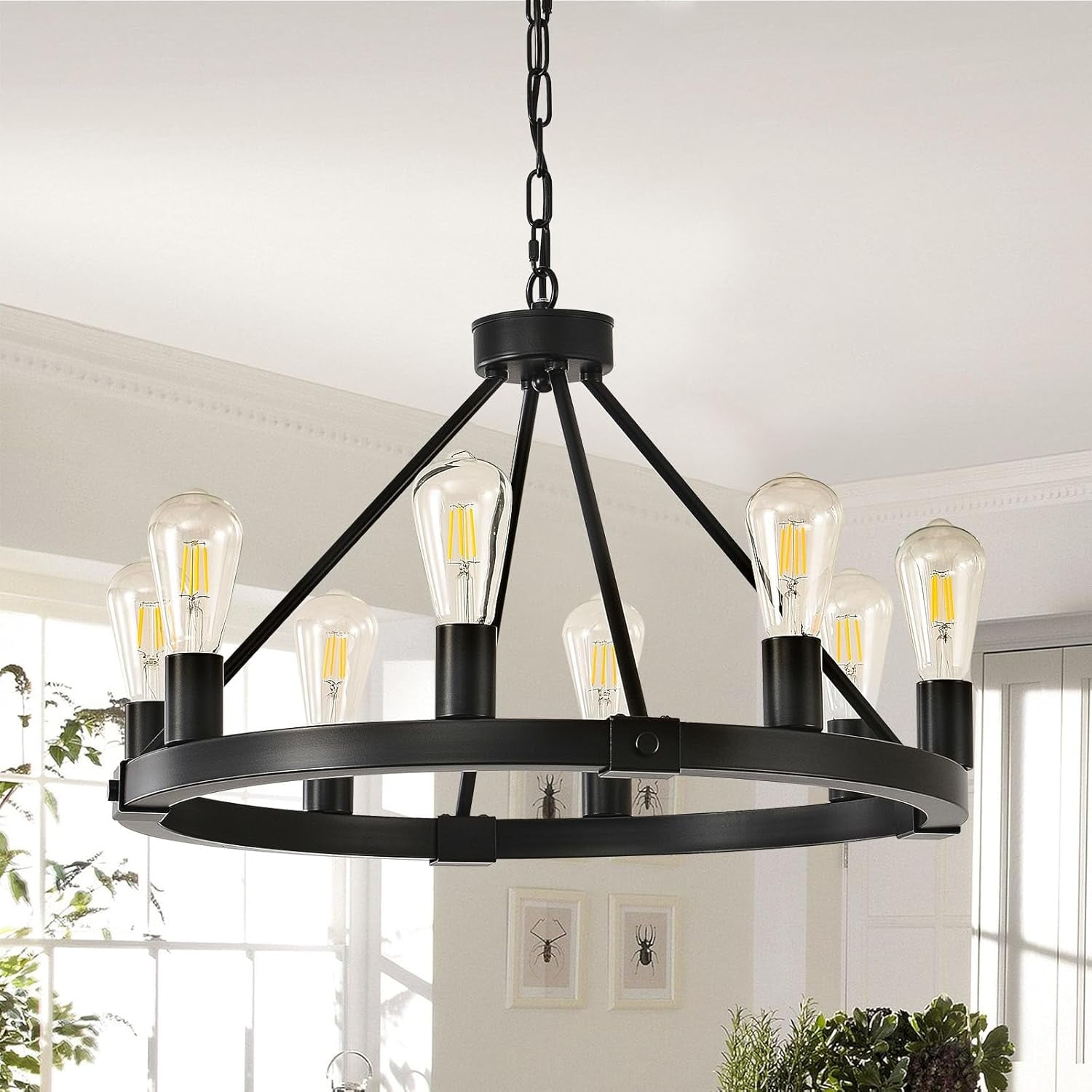 Black Modern Farmhouse Chandelier for Dining Room Light Fixtures 8 ...