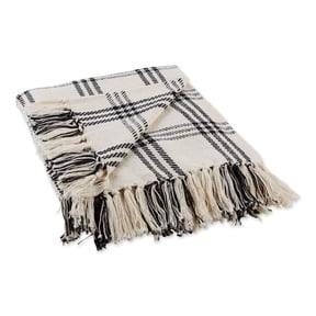 Farmhouse Plaid Throw 50x60" with 3" Fringe, Stone - Walmart.com