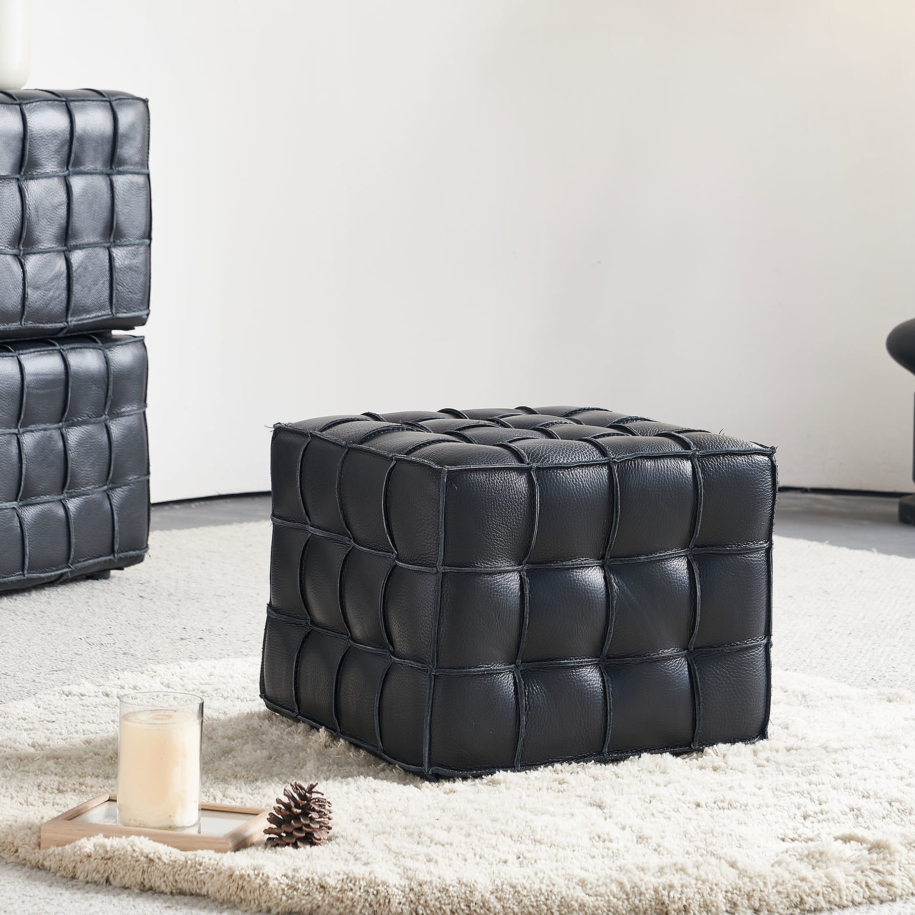 Black Modern Footstool for Bedroom | Can be Ottoman or Shoe Stool ...