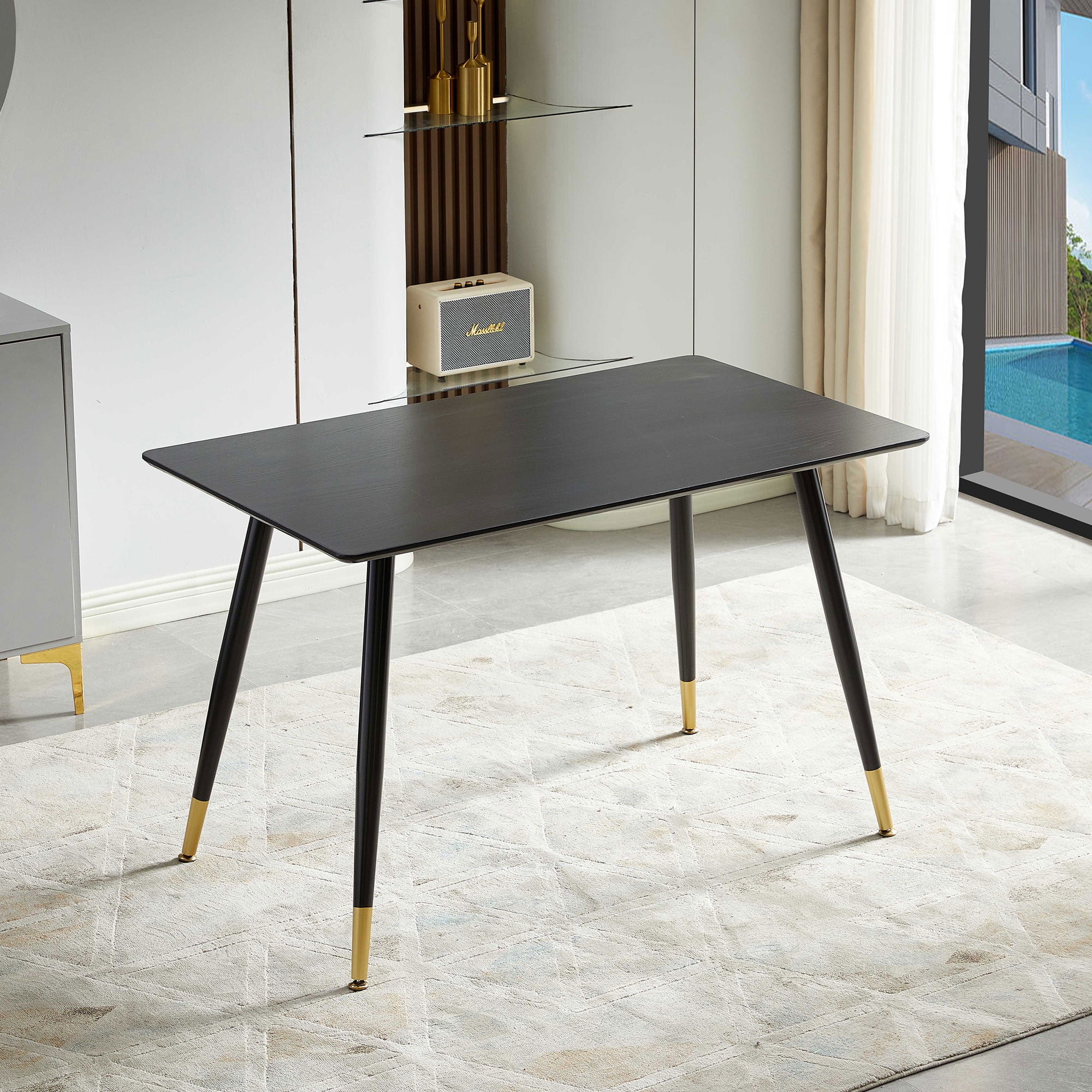 Black Modern Kitchen Dining MDF Table For Smart Home - Walmart.com