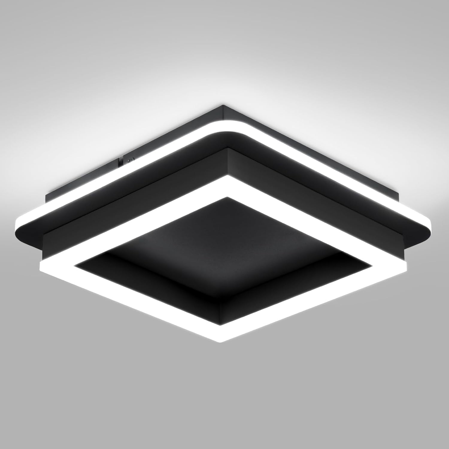 Black Modern LED Ceiling Light, Square Flush Mount Ceiling Hallway ...