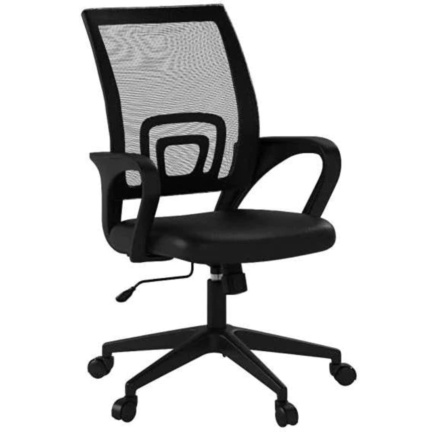 Black Modern Mid-Back Ergonomic Mesh Office Desk Chair with Armrest on ...