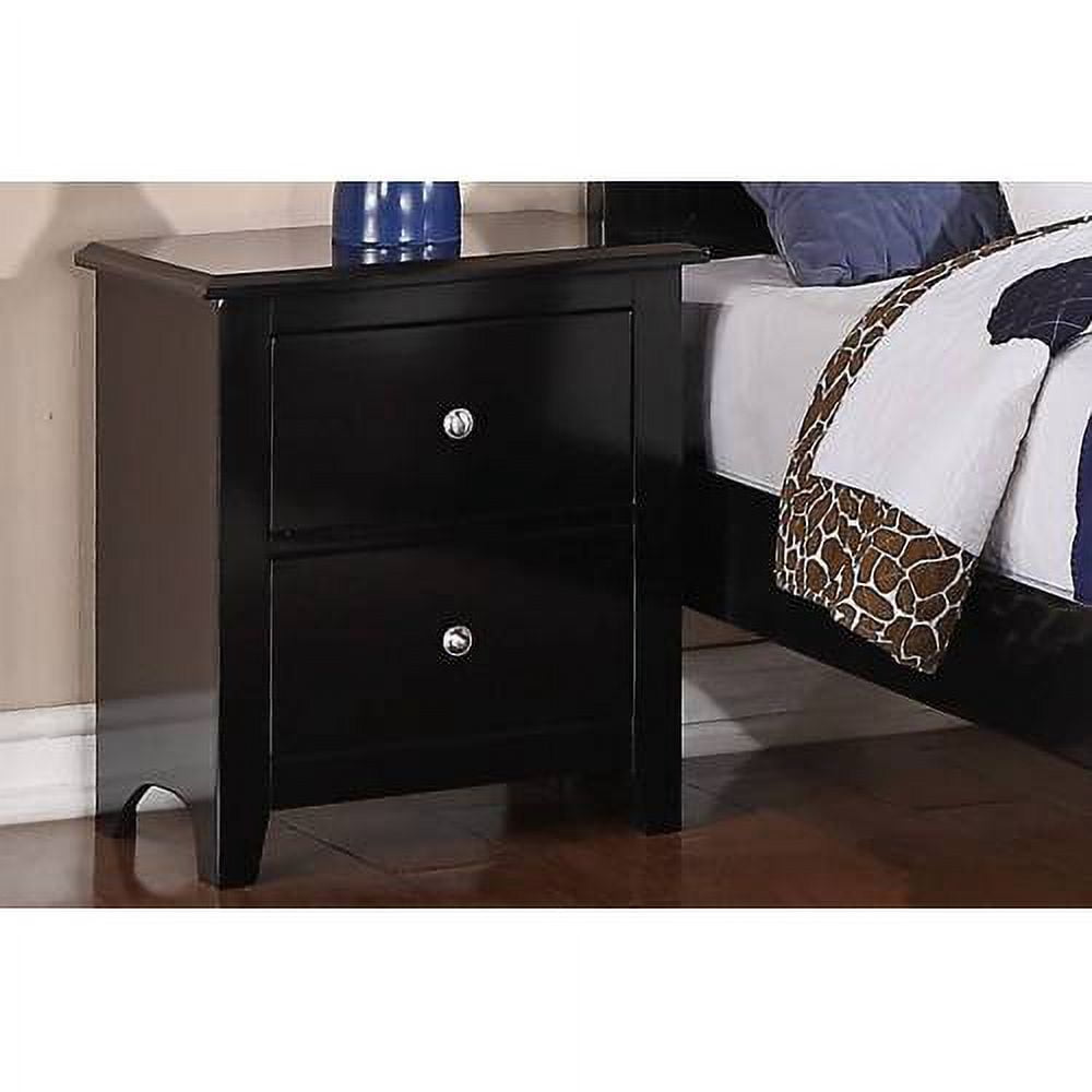 Black Modern Nightstand with Round Knob Handle, Bedside Table with 2 ...