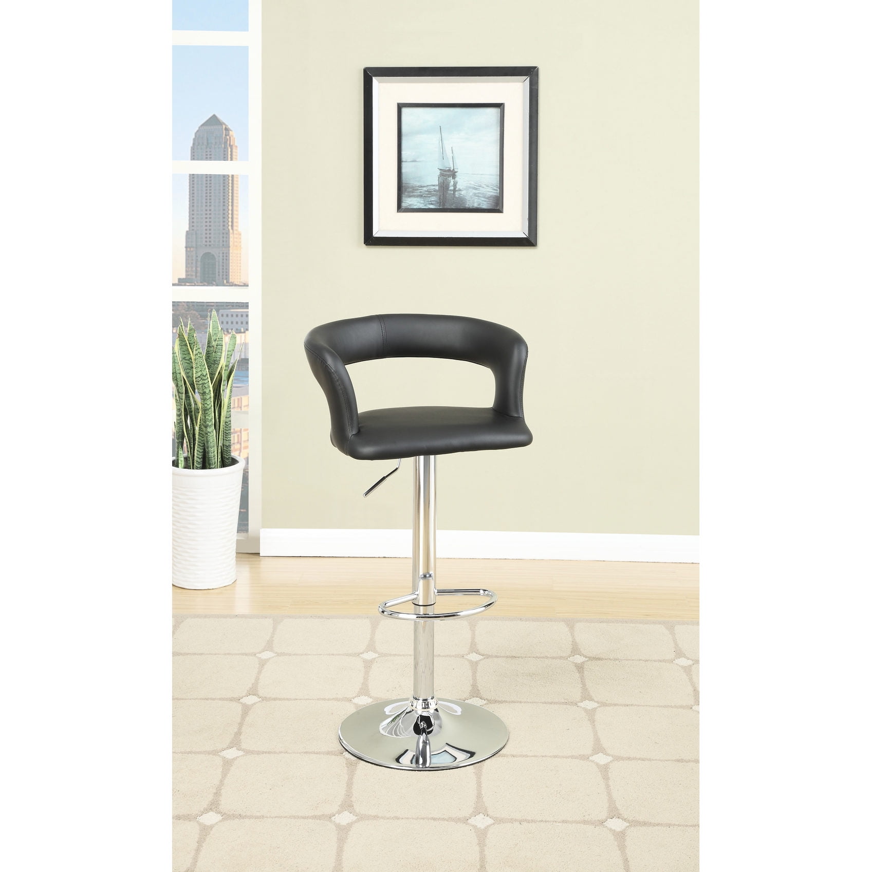 Black Modern Style Adjustable Bar Stools / Add Style to Dining Room ...