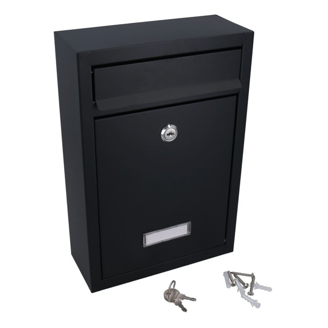 Black Modern Style Letter Post Mail Box Metal Wall Door Gate House ...