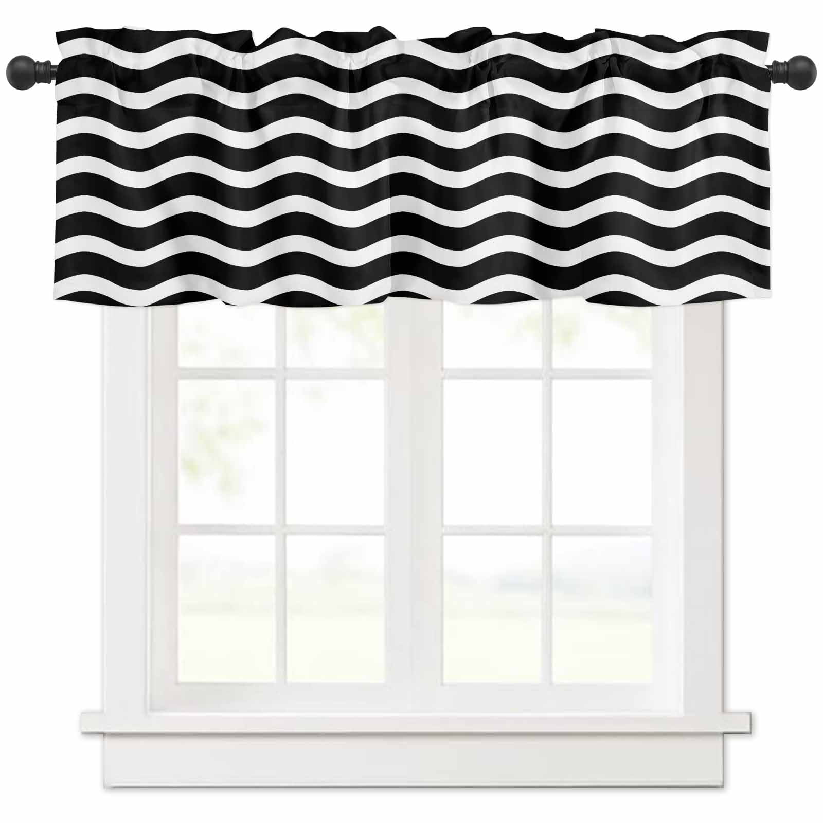 Black Moire Ombre Valances for Windows Farmhouse Kitchen Curtains ...