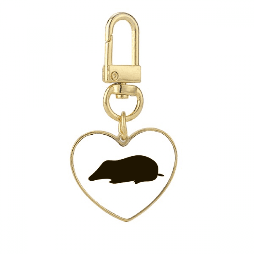 Black Mole Animal Portrayal Gold Heart Keychain Metal Keyring Holder ...