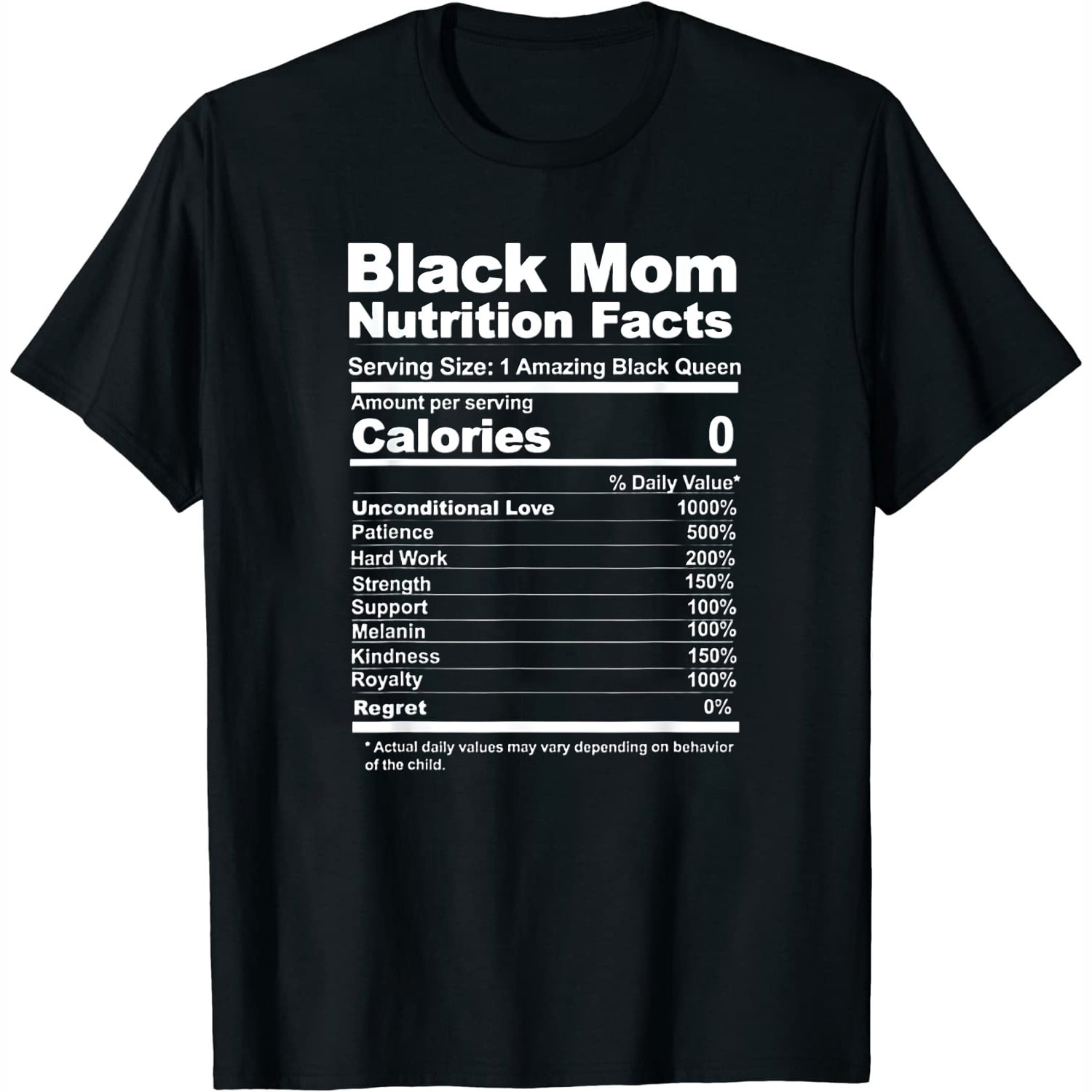 Black Mom Nutrition Facts T-Shirt - Walmart.com