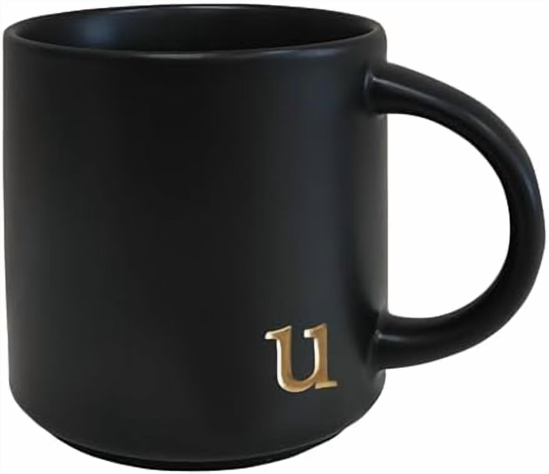- Black Monogram Ceramic Mugs, 15 oz Golden Initial Coffee Cups ...