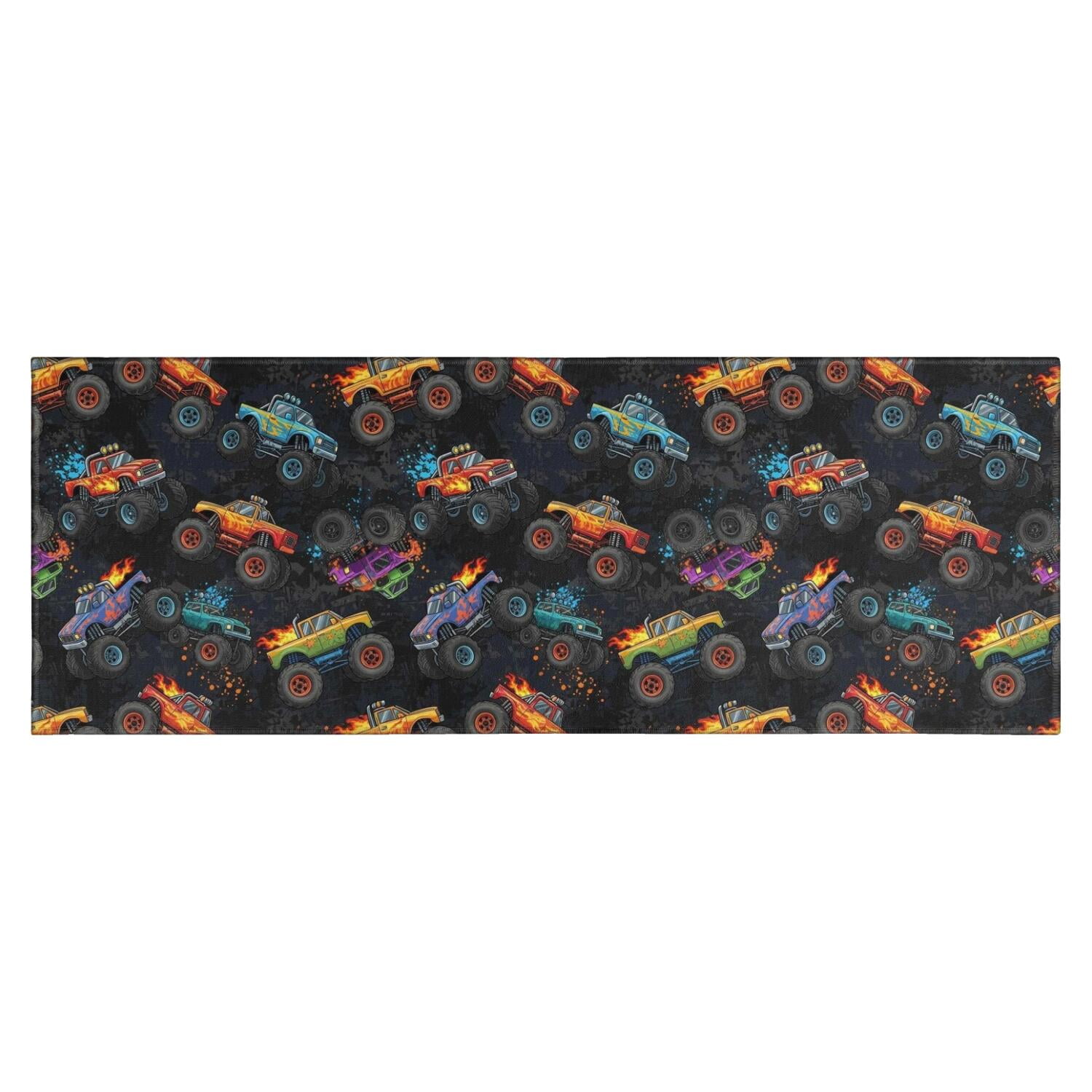 Black Monster Cartoon Trucks Flame Pattern Kitchen Rug Mat,Kitchen ...