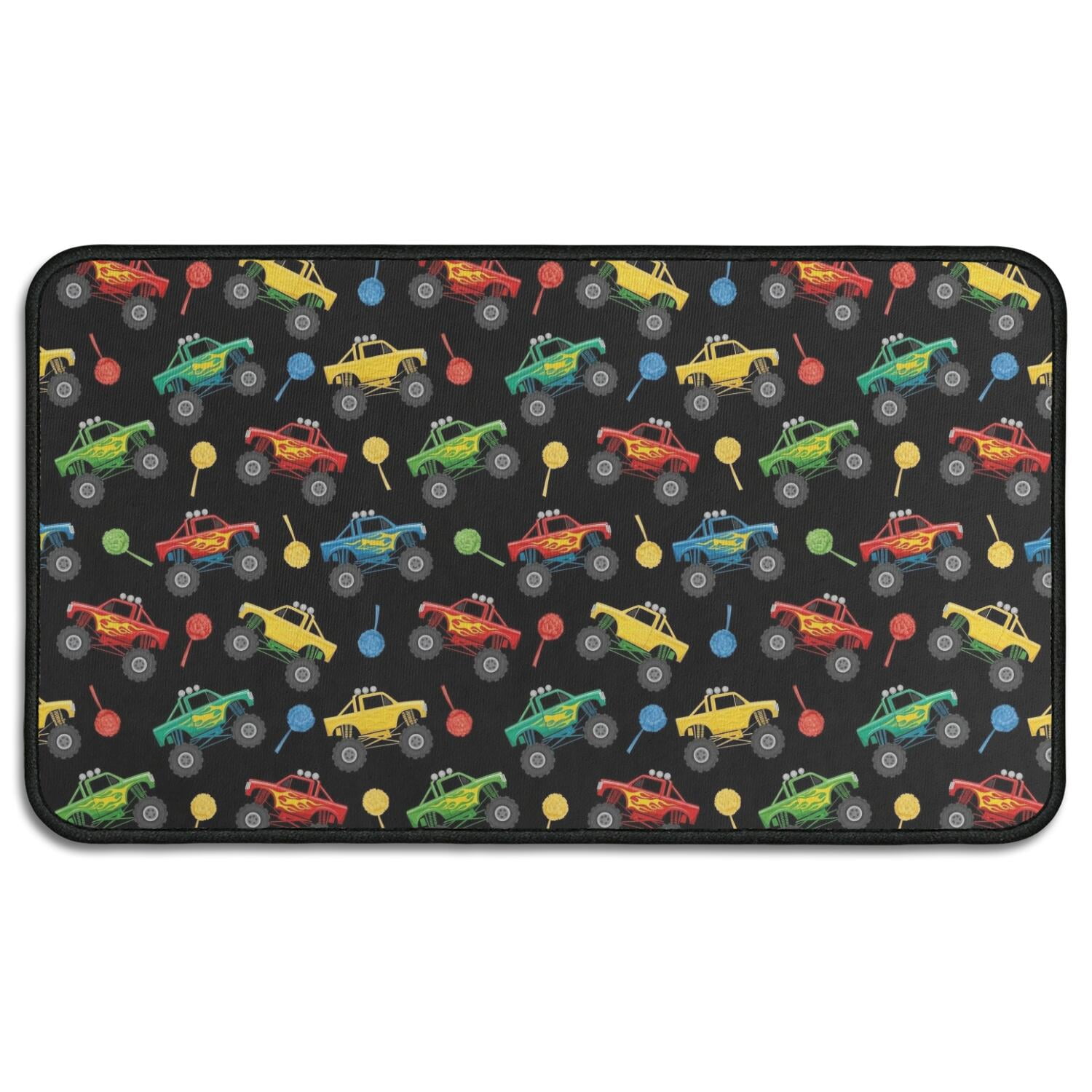 Black Monster Cartoon Trucks Lollipop Pattern Door Rugs,Washable Non ...