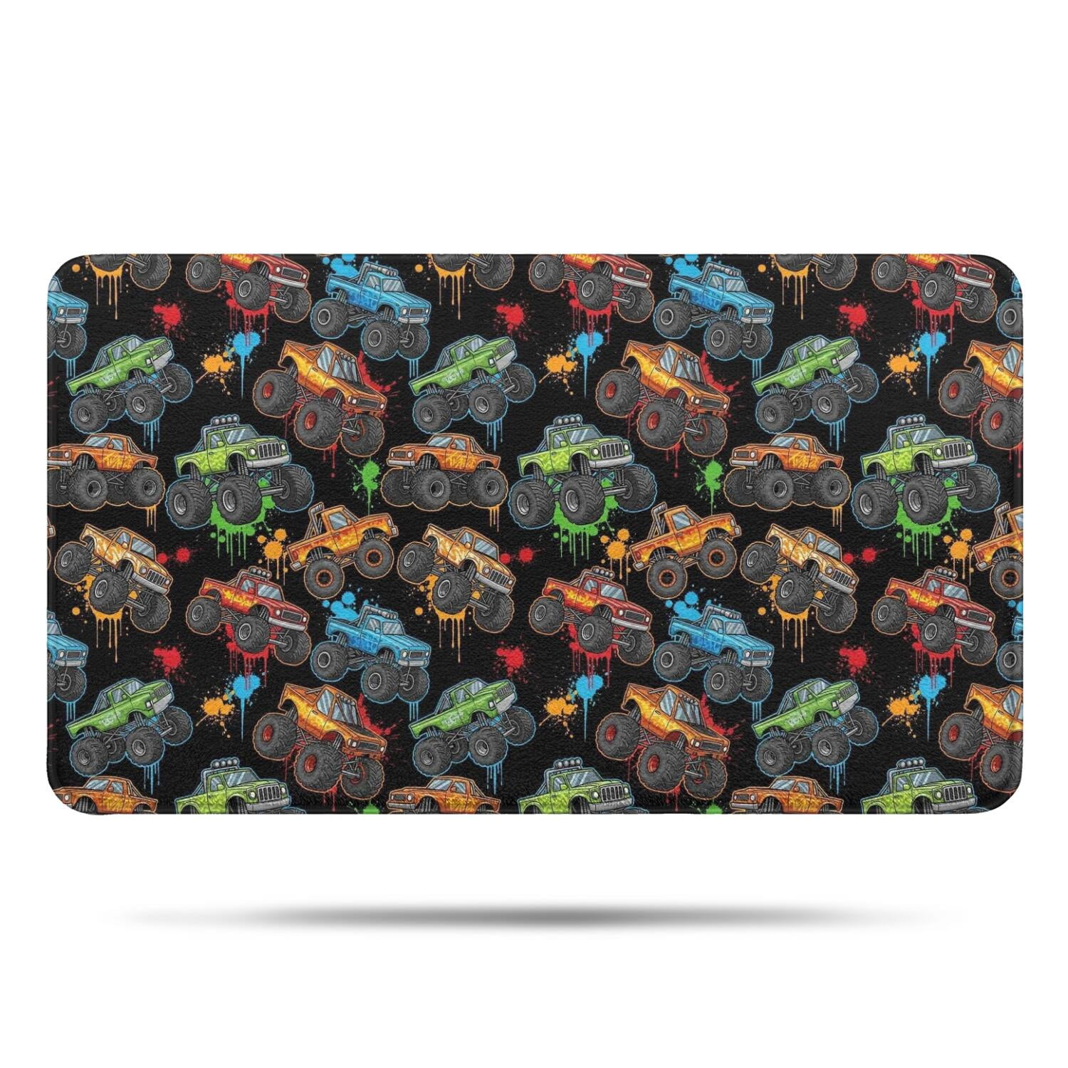 Black Monster Cartoon Trucks Paint Pattern Bathroom Rugs Mat,Non Slip ...