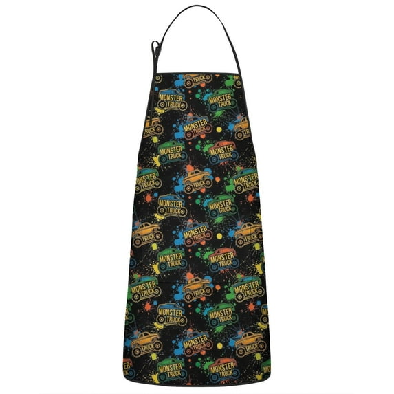 Black Monster Cartoon Trucks Splash Pattern Apron-Garden Aprons for ...