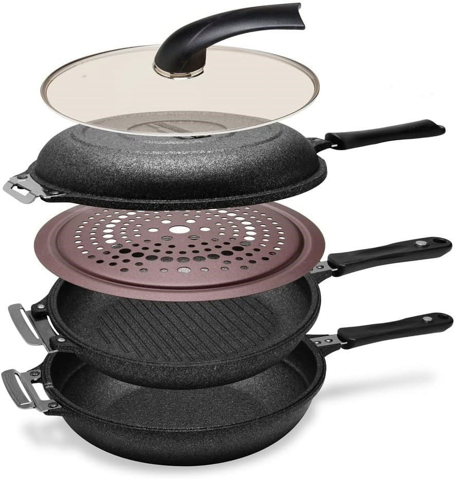 Black Monster Cooker 5-in-1 Functions, Frying pan, Grill pan, Double ...