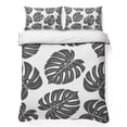 Black Monstera Leaf 3 Piece Quilt Bedding Set with 2 Pillow Shams ...