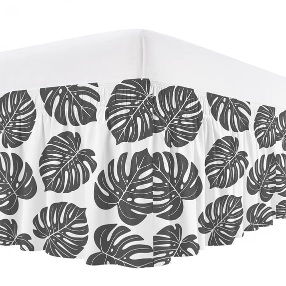 Black Monstera Leaf Bed Skirt California King Size 18 Inch Drop ...