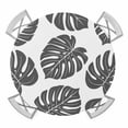 Black Monstera Leaf Round Table Cover, Tropical Botanical Minimalist ...