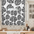 Black Monstera Leaf Swag Curtains Valance and Tier Set, Tropical ...