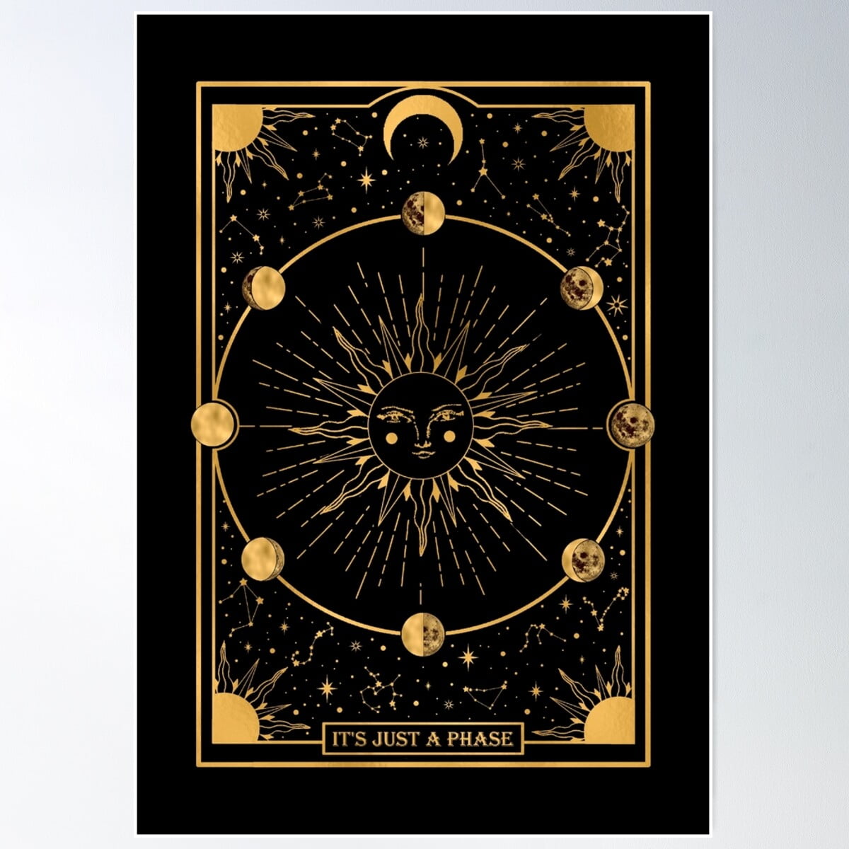 Black Moon Phases By Nightfall Poster Wall Art, Modern Wall Decor For ...