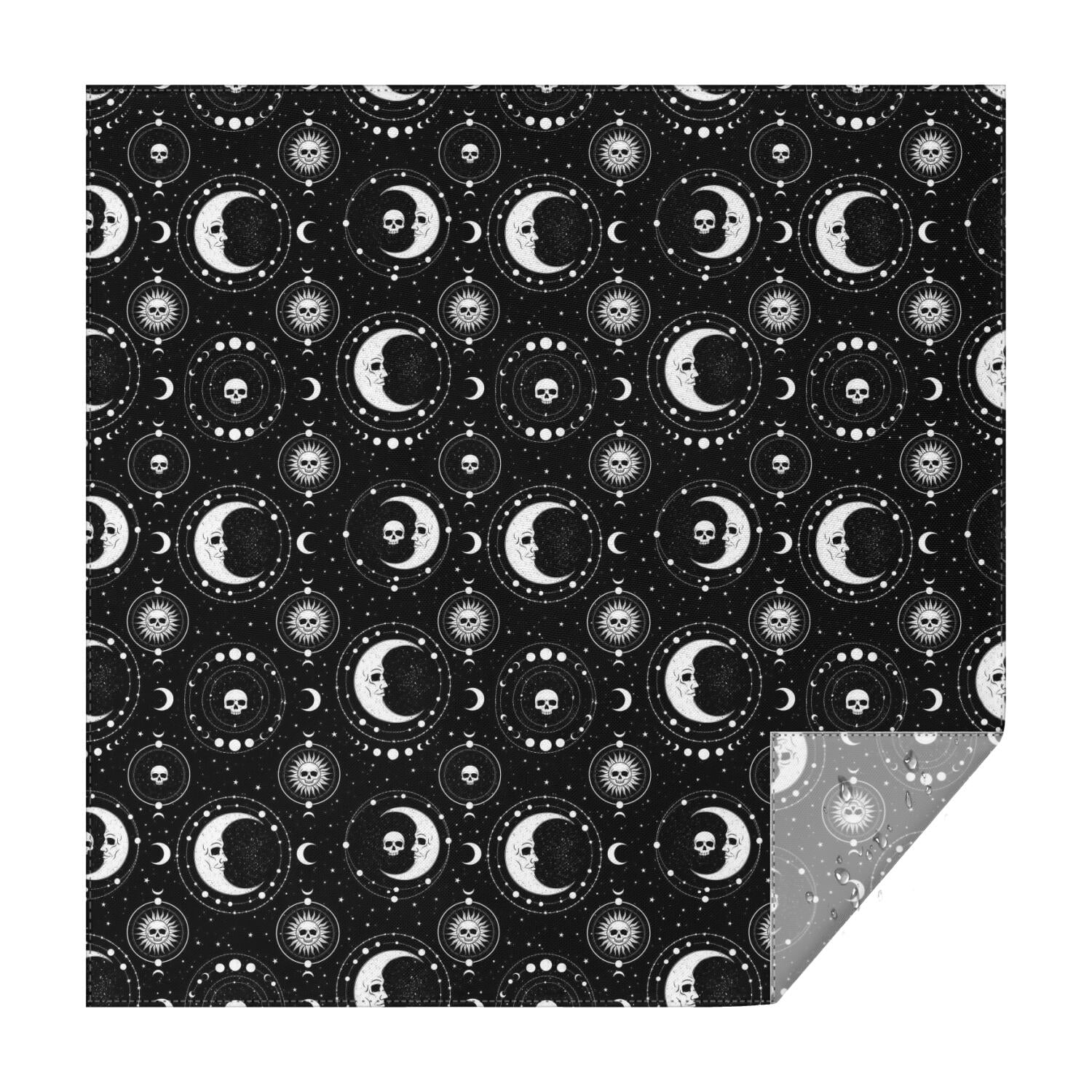 Black Moon Skull Pattern Square Tablecloth,Waterproof Square Table ...