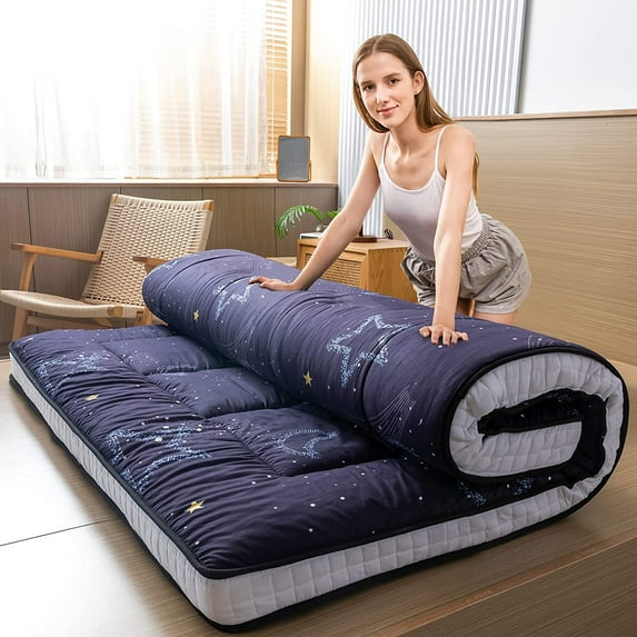 Black Moon and Star Futon Mattress, Japanese Floor Mattress Quilted Bed ...