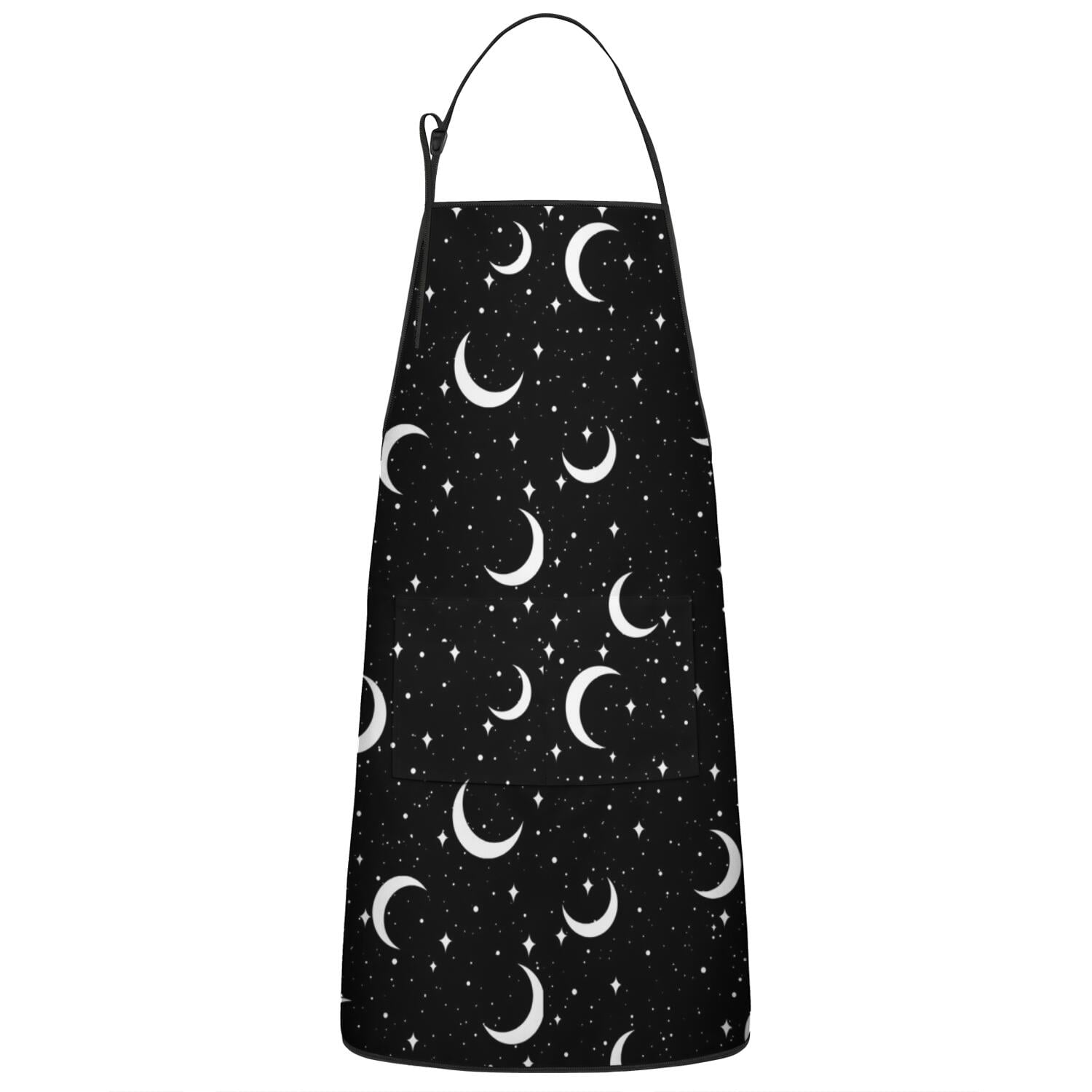 Black Moon Star Pattern Apron-Garden Aprons for Women with Pockets ...