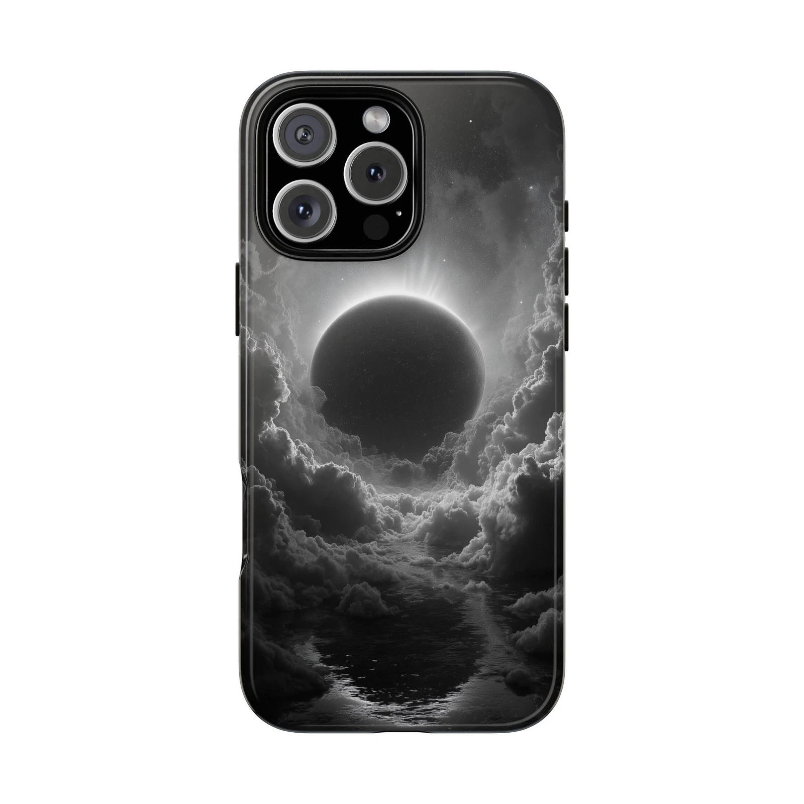 Black Moon Stardust Clouds Gray Protective Case for iPhone 11 up to 17 ...