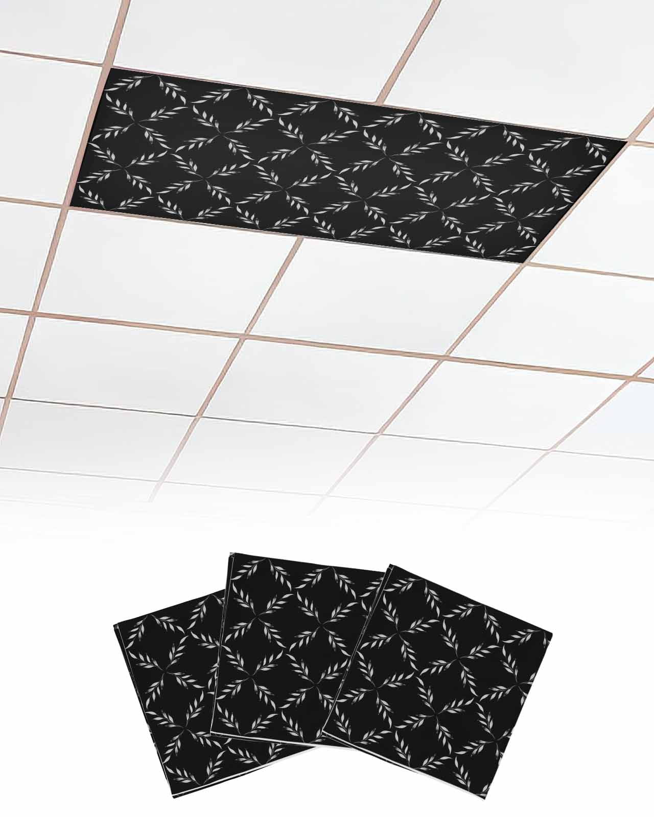 Black Morocco Fluorescent Light Covers for Ceiling Lights 4x2 feet,3 ...