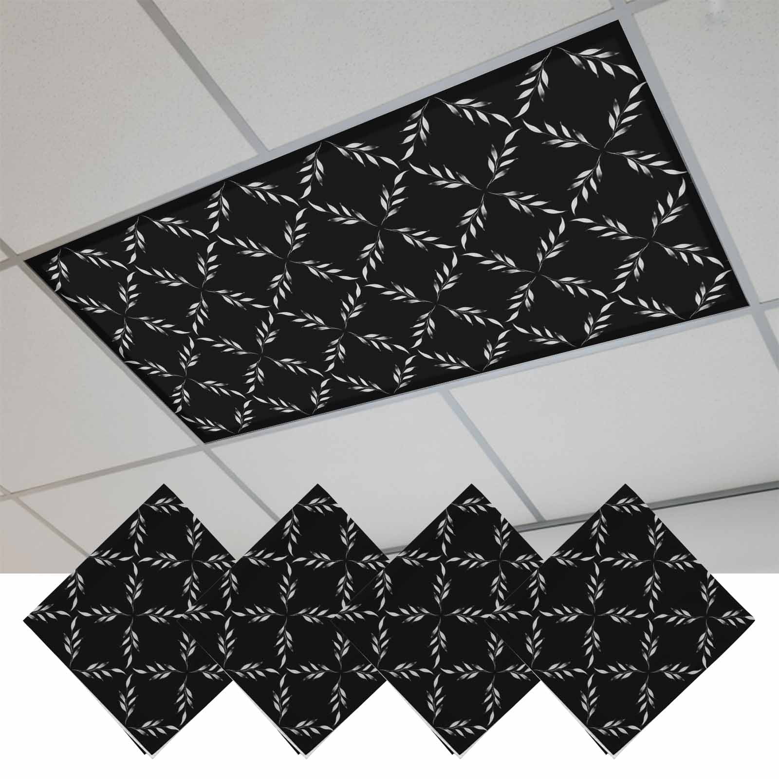 Black Morocco Fluorescent Light Covers, Geometric Leaf Diamond Lattice ...