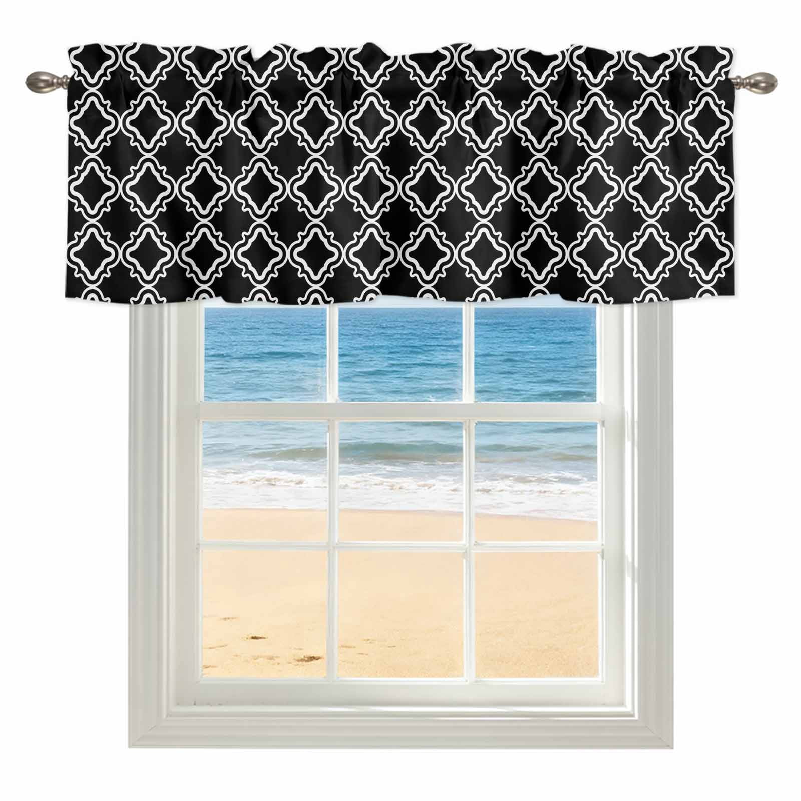 Black Morocco Kitchen Valances for Windows 42x12 Inch Kitchen Curtains ...