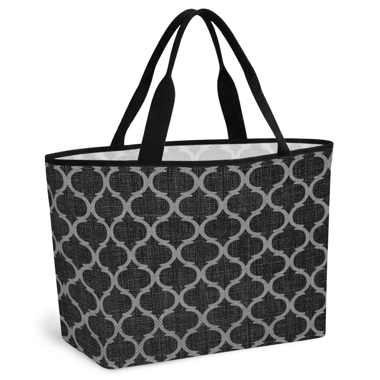 Black Morocco Mesh Beach Bag for Women Men,Large Beach Tote Waterproof Sandproof,Boho Vintage ...