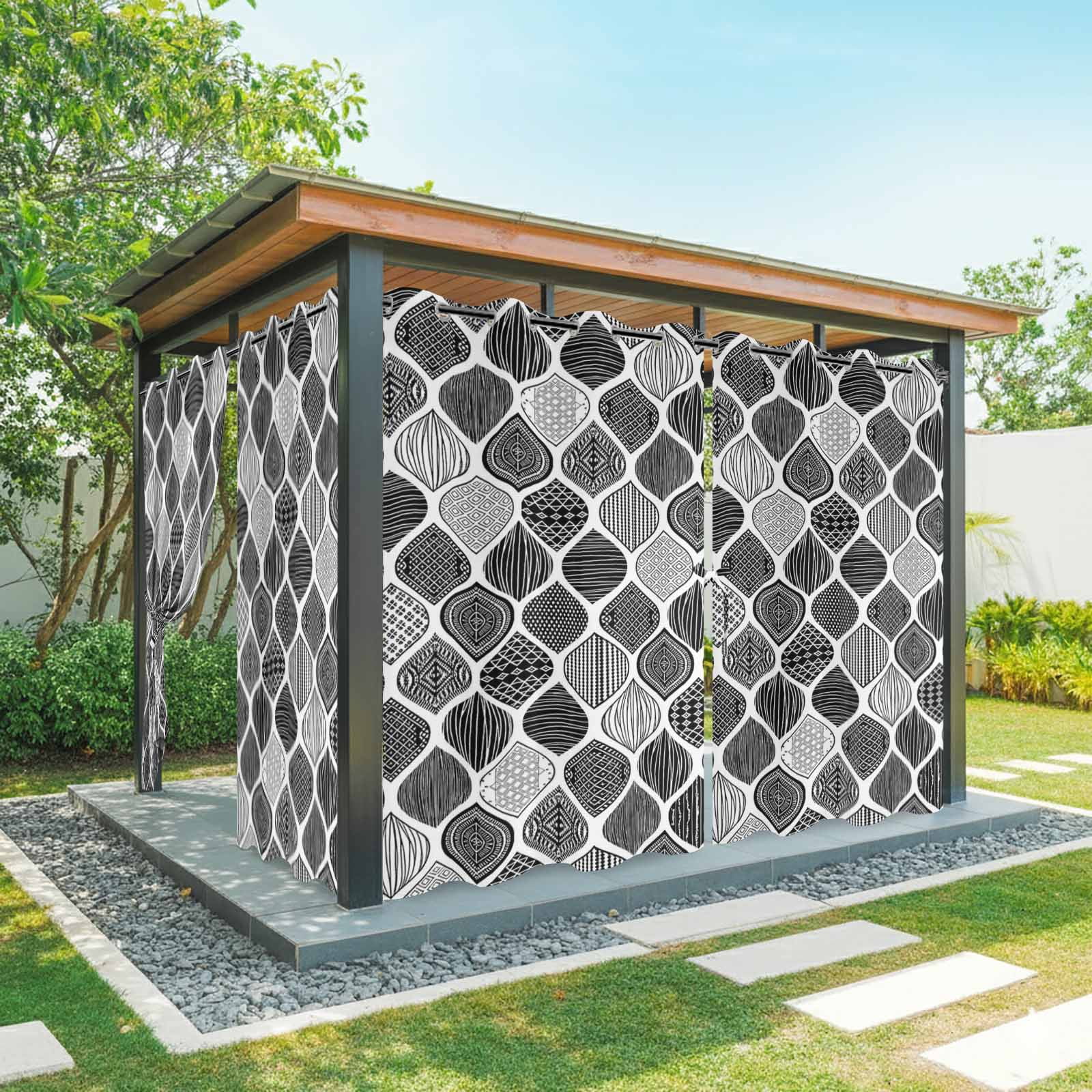 Black Morocco Outdoor Curtains for Patio Waterproof,Windproof Privacy ...