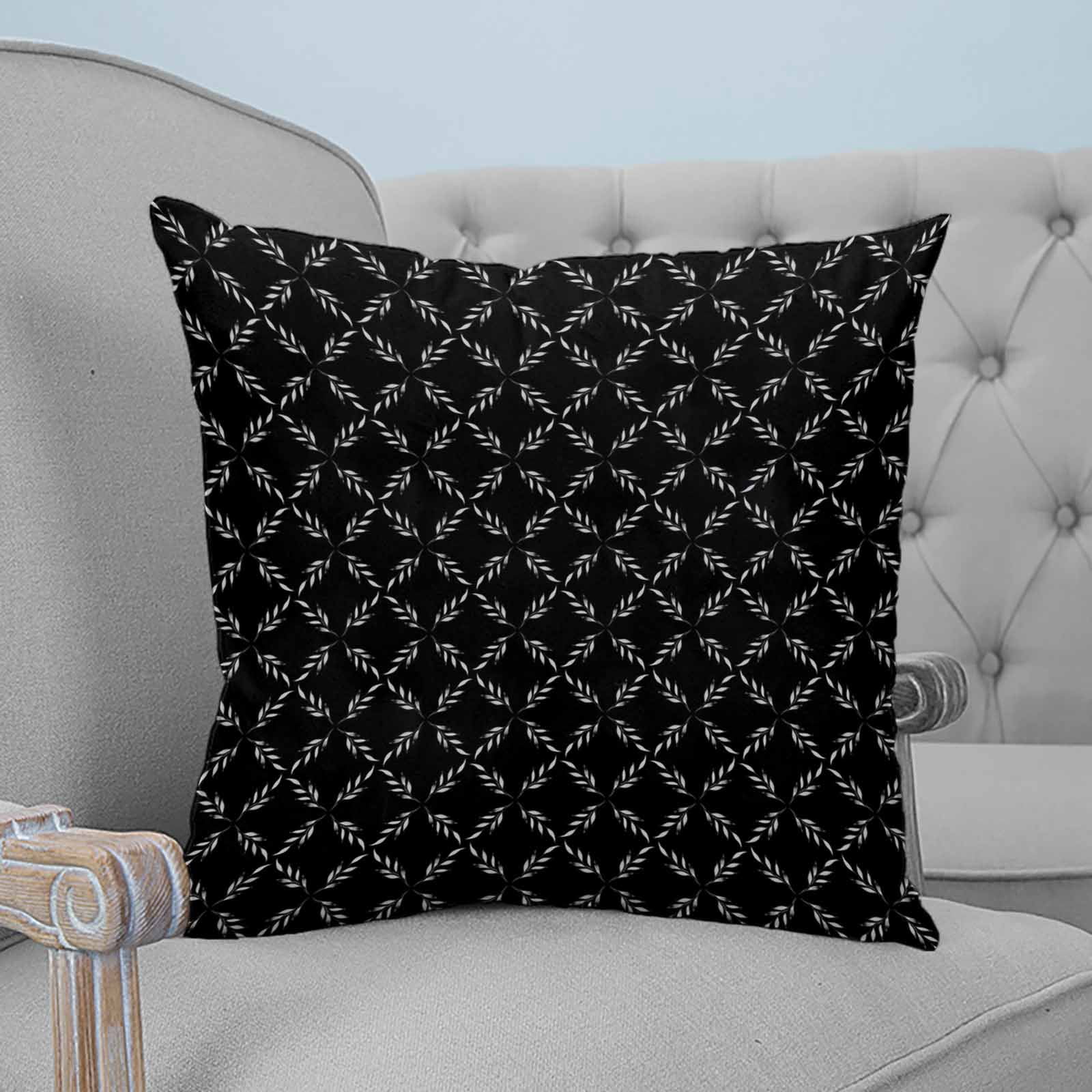 Black Morocco Throw Pillow Covers, Soft Pillowcases with Invisible ...