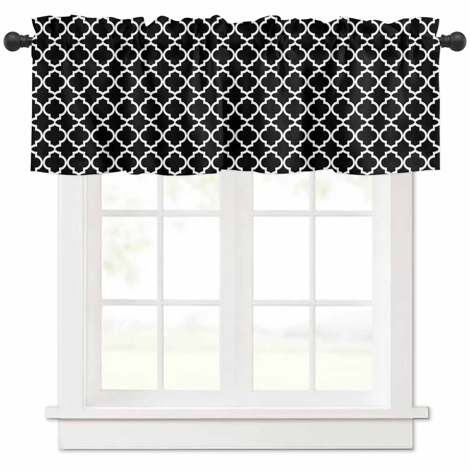 Black Morocco Valances for Windows Farmhouse Kitchen Curtains Valances ...